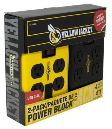 2-Pack Yellow Jacket 4-Outlet Metal Power Block w/ ... - Ben's Bargains