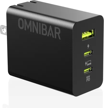 65W Omnibar 3-Port GaN Foldable Fast Wall Charger ... - Ben's Bargains